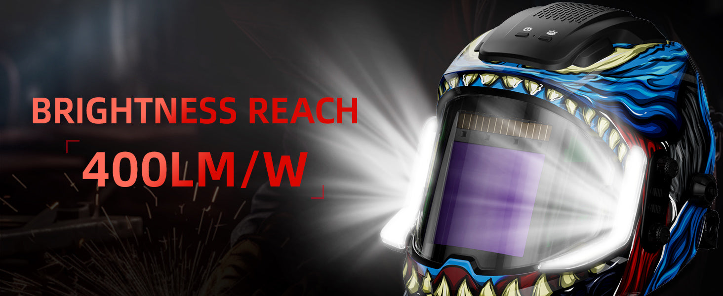 Welding Helmet with LED Lights (4 LEDs) – True Color, Panoramic View ...